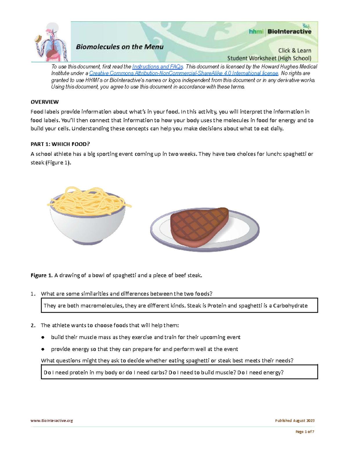 Biomolecules on the Menu: Food Labels & Nutritional Choices - Studocu