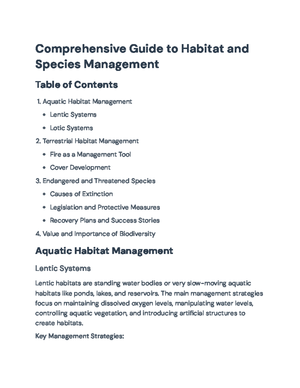 Comprehensive Guide to Habitat and Species Management Strategies ...