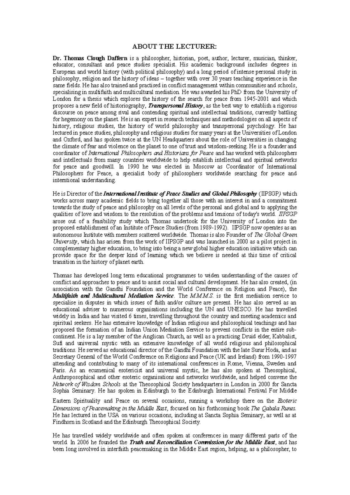 Dr. Thomas Clough Daffern: A Comprehensive Overview of His Work - Studocu