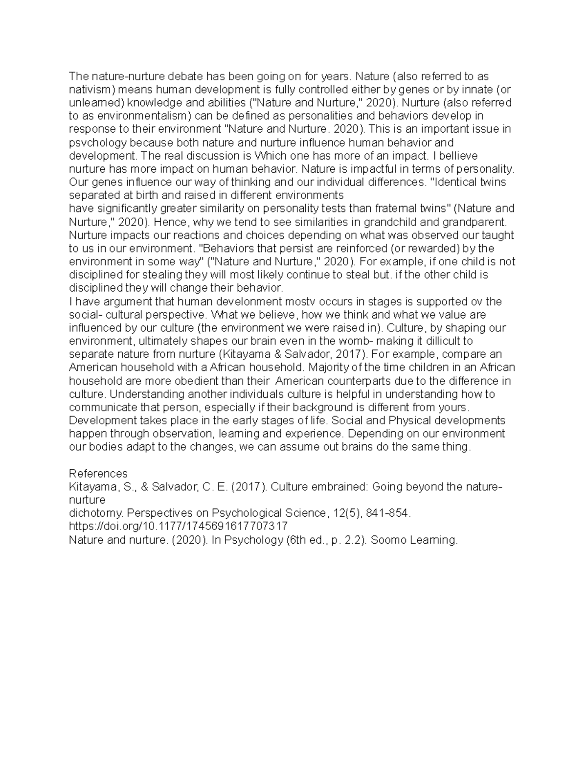 PSY101 Module 4 Project: Nature vs. Nurture in Human Development - Studocu