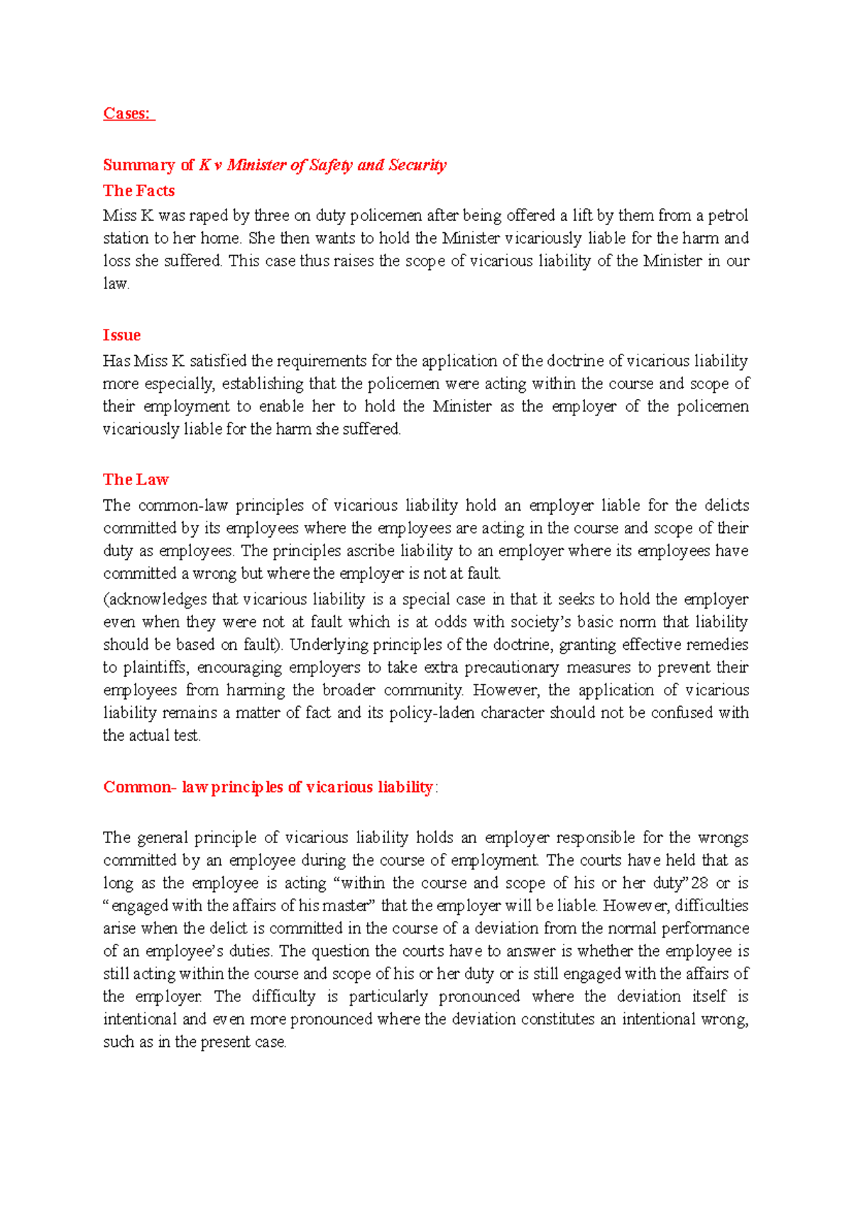 Vicarious Liability Cases: Key Principles from K & Booysen Studies ...