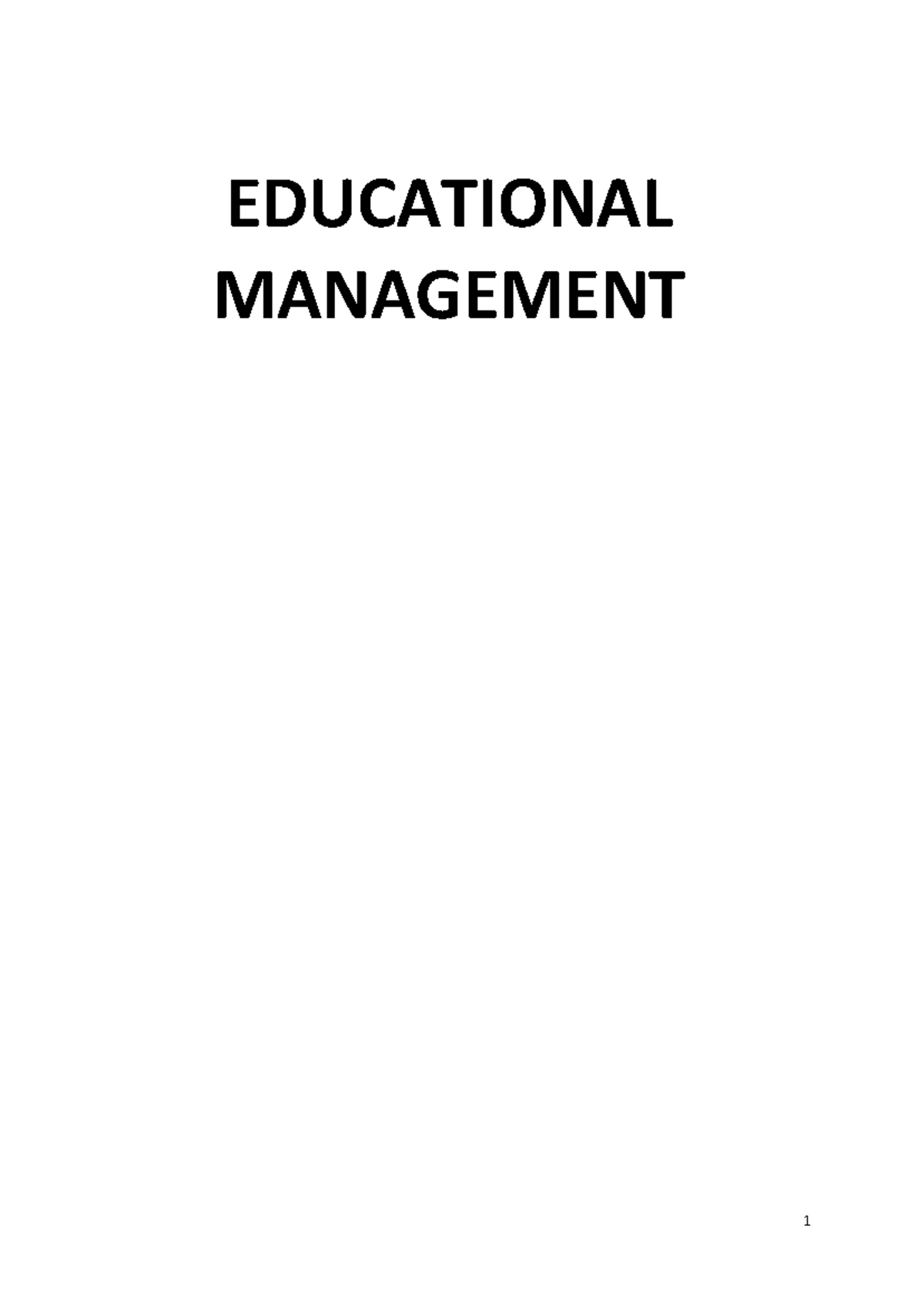 EDUCATIONAL MANAGEMENT 1: Objectives and Principles Explained - Studocu