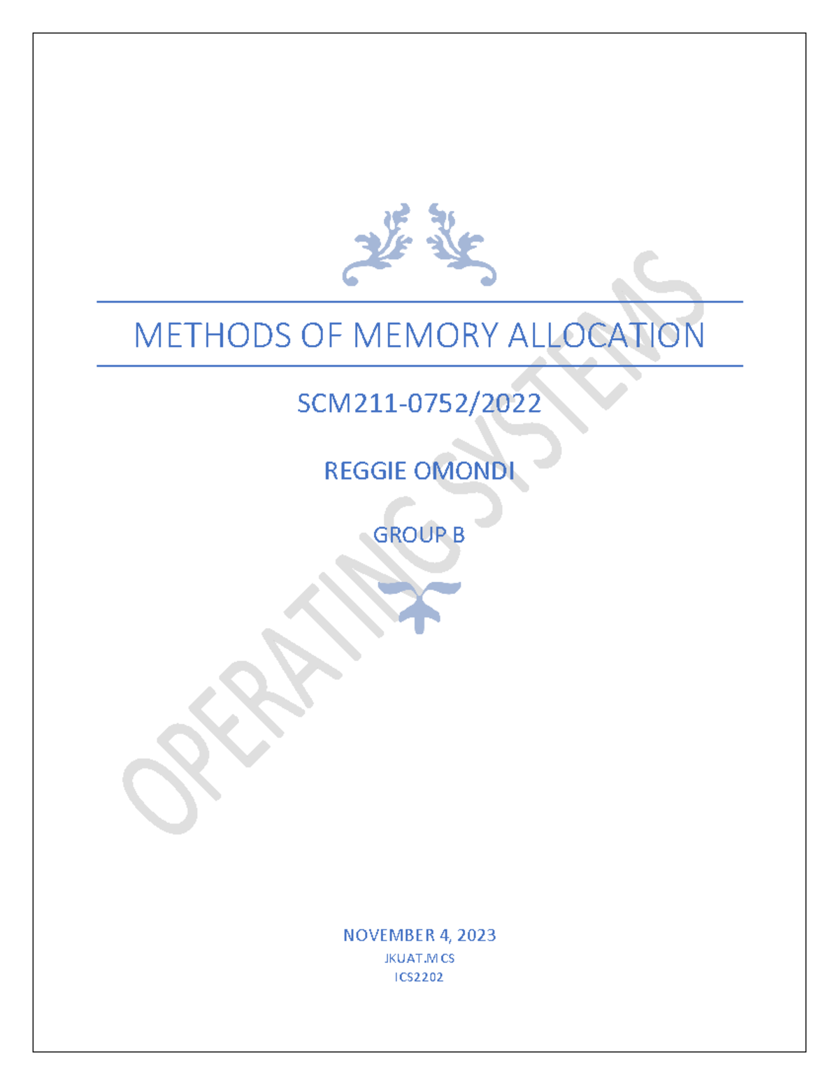 Methods OF Memory Allocation - Copy - METHODS OF MEMORY ALLOCATION ...