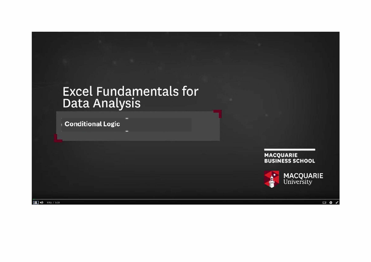 Excel Fundamentals for Data Analysis: Logic & Lookup Functions (MC2741) - Studocu