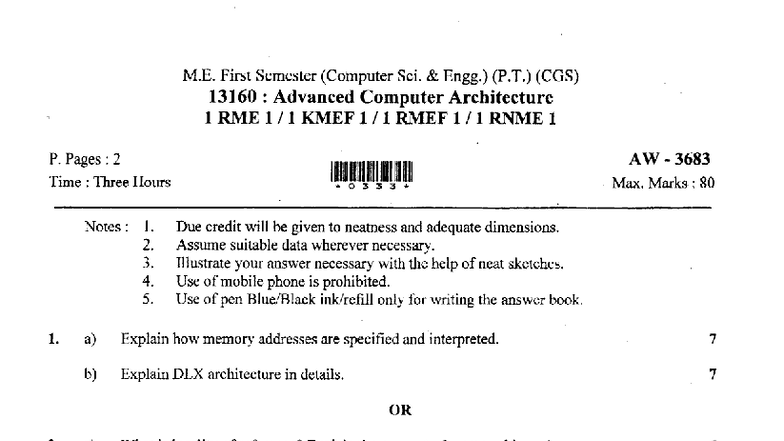 M.E. 1st Sem (CSE) (CCS) 13I60: Advanced Computer Architecture Notes ...