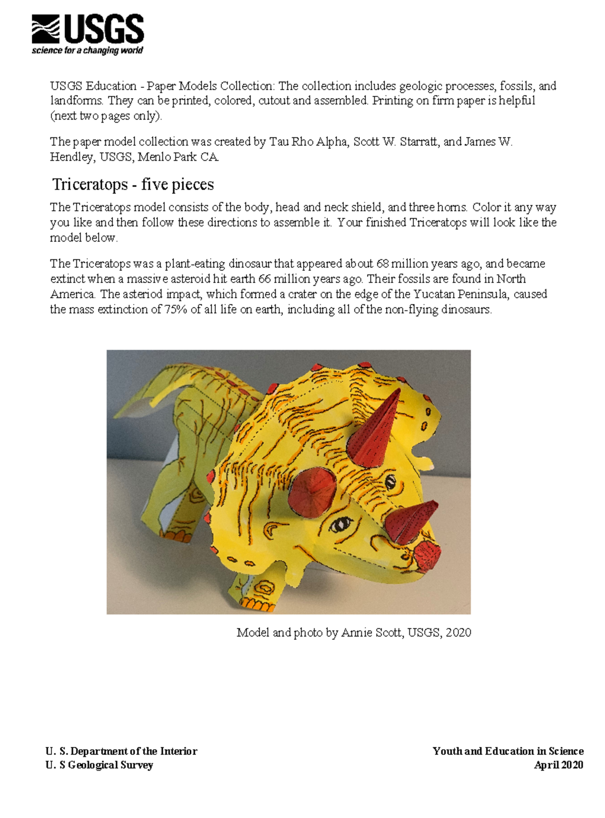 Triceratops - Cell - EUSGS science for a changingworld USGS Education ...