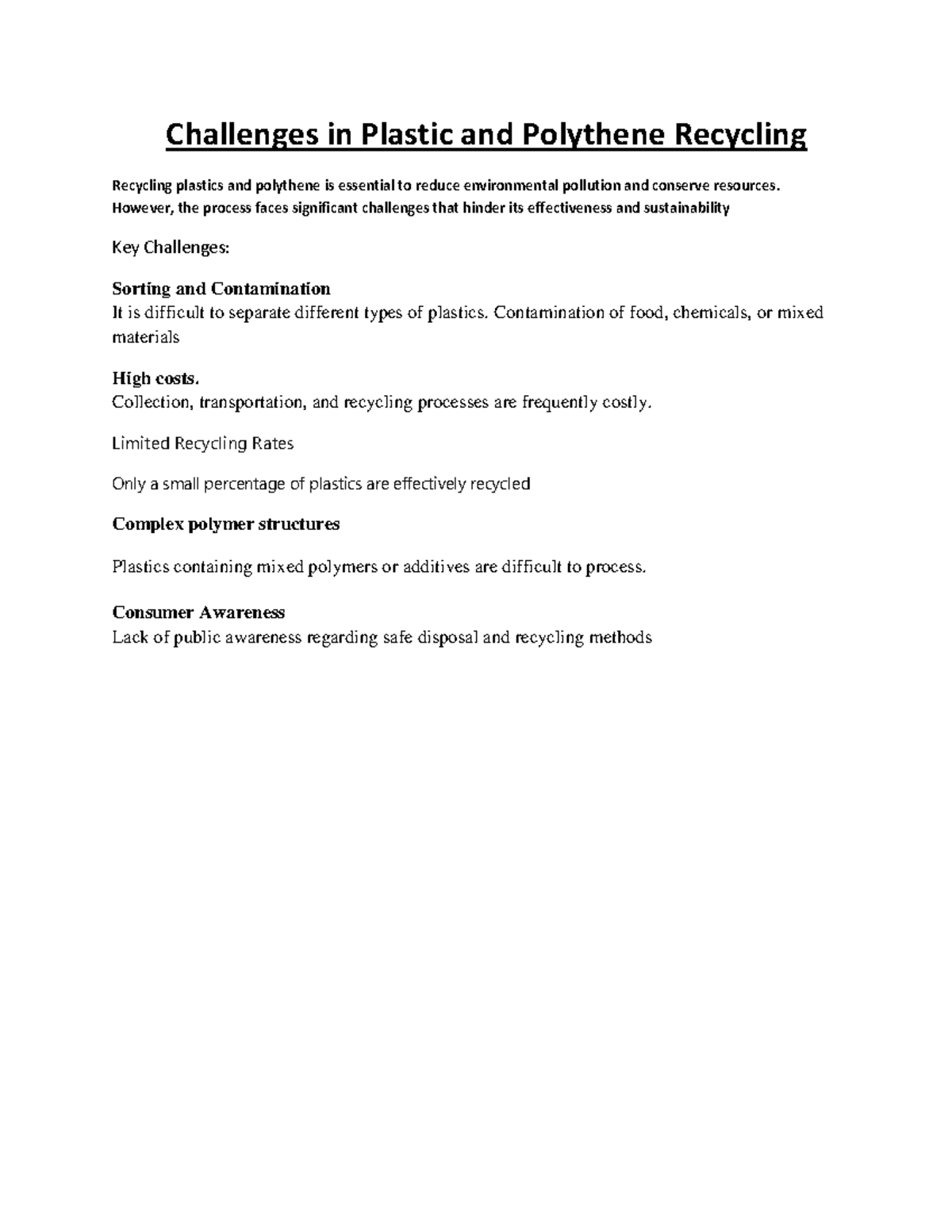 Challenges in Plastic & Polythene Recycling: Key Issues and Solutions ...