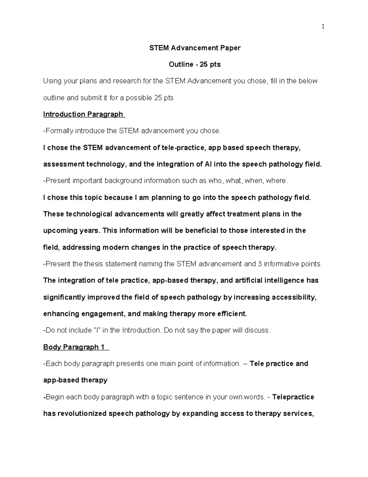 STEM paper outline - college composition assignment - STEM Advancement ...