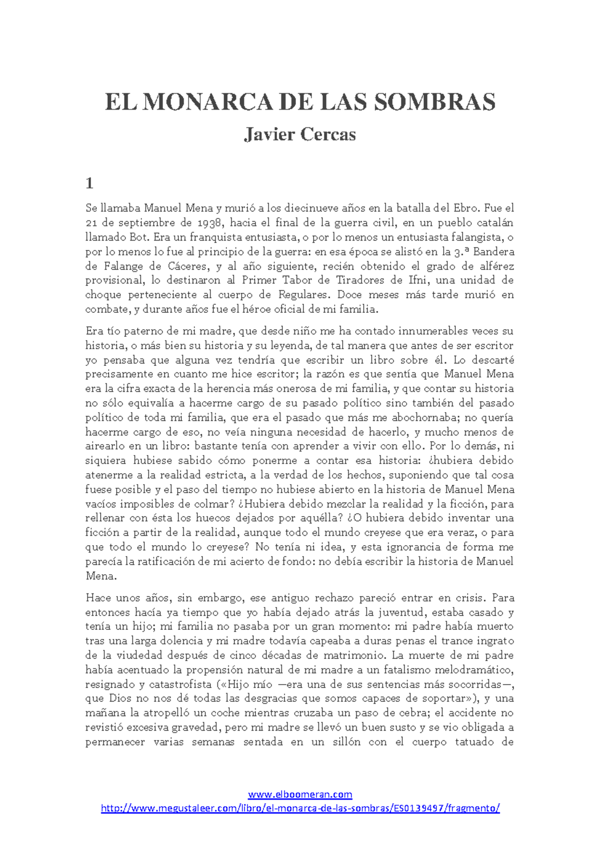 Capítulo 1: El Monarca de las Sombras - Análisis y Reflexiones - Studocu