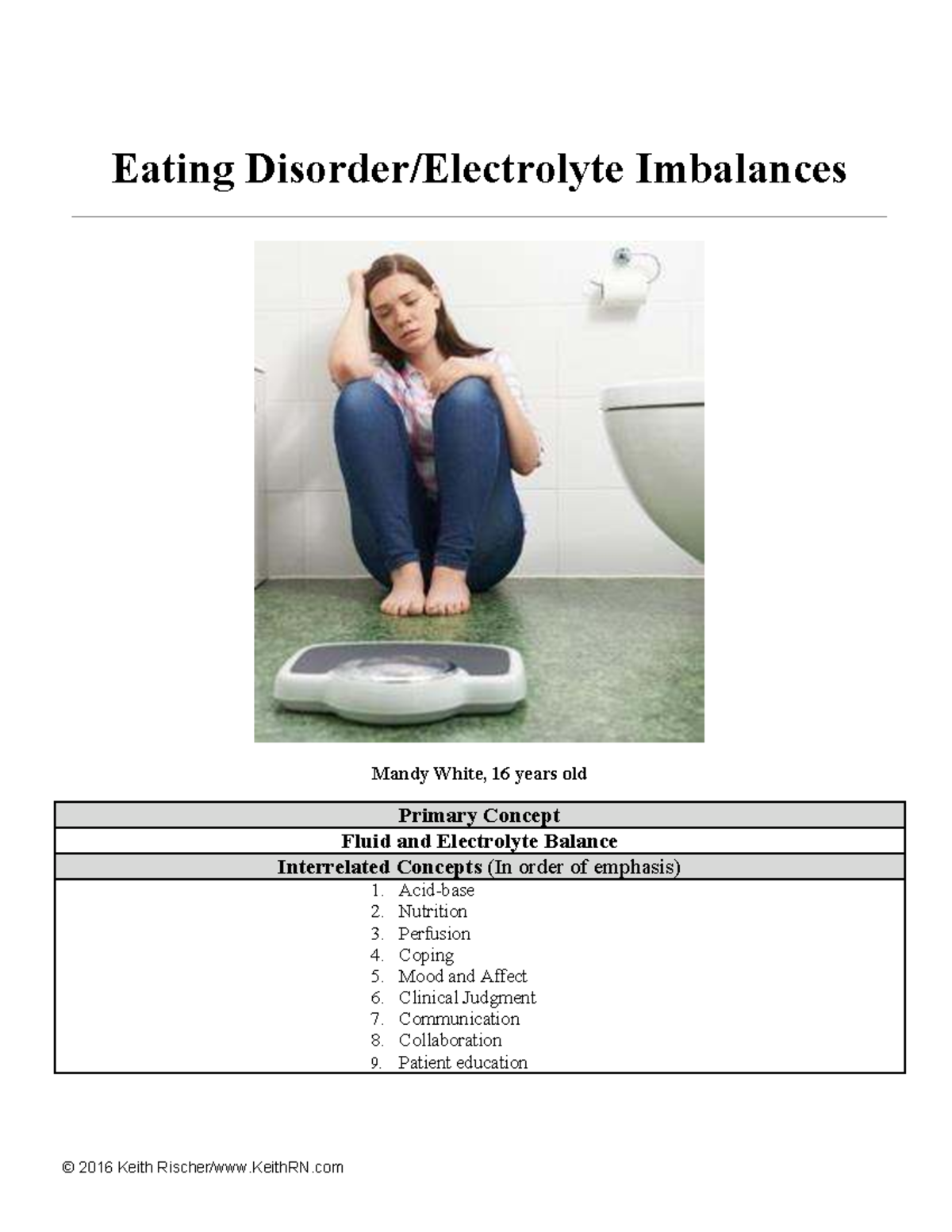 NUR 2016: Case Study on Eating Disorders and Electrolyte Imbalance ...