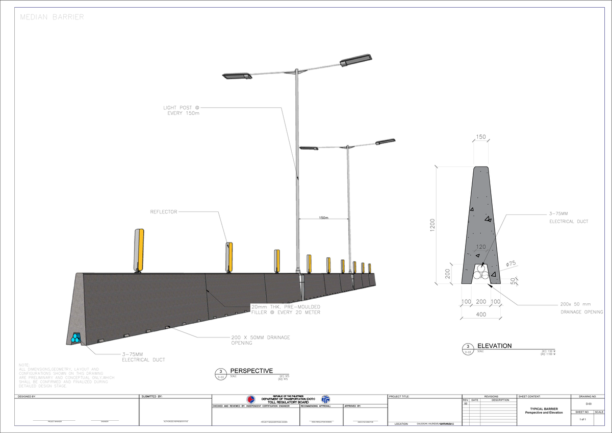 Barrier Design with Rebar Details: Elevation & Perspective - Studocu