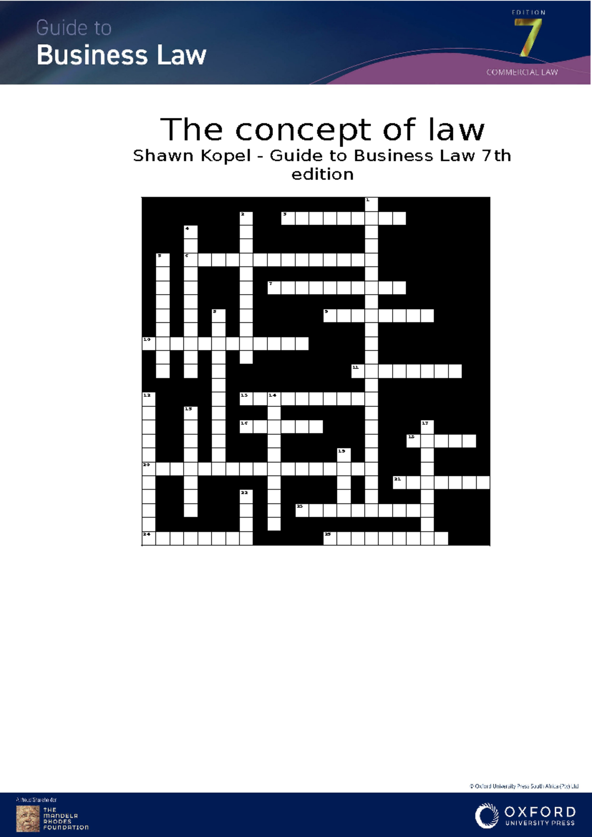 Business Law Crossword (Guide to Business Law 7th Edition) - Studocu