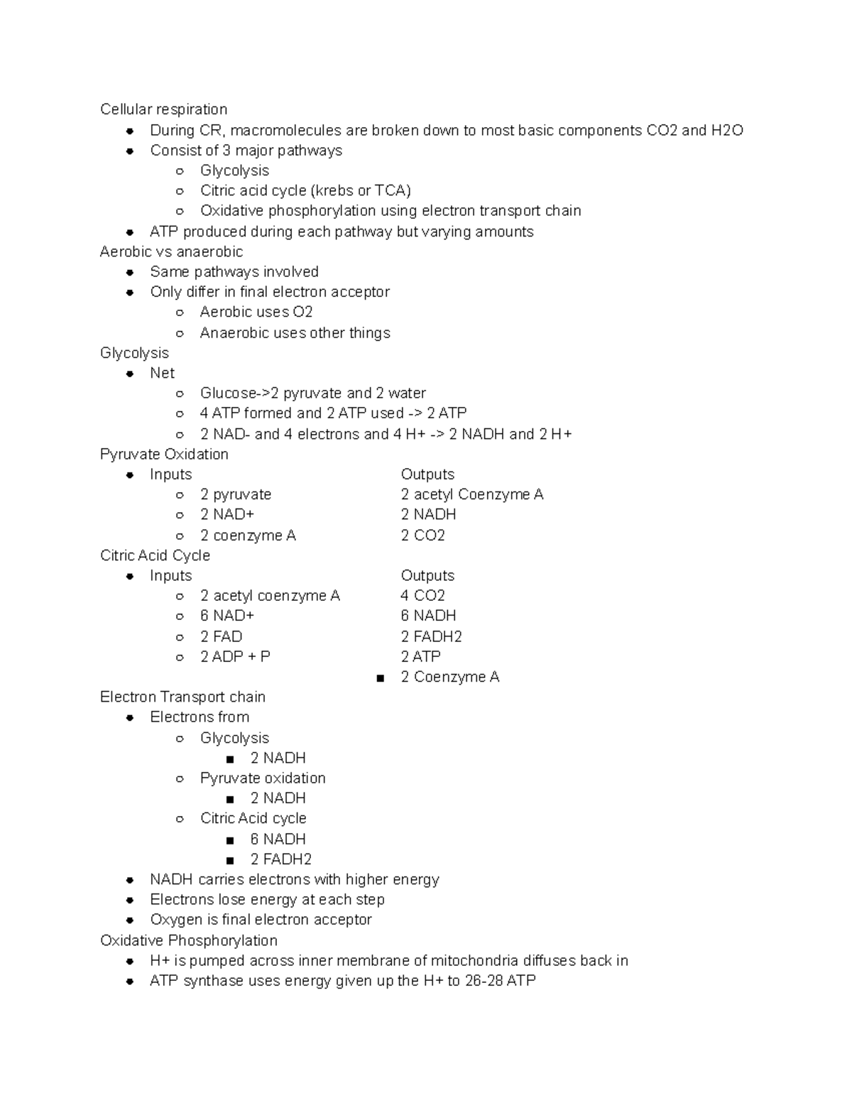 Bio 116 Exam 3 Study Guide - Cellular Respiration & Gene Regulation ...