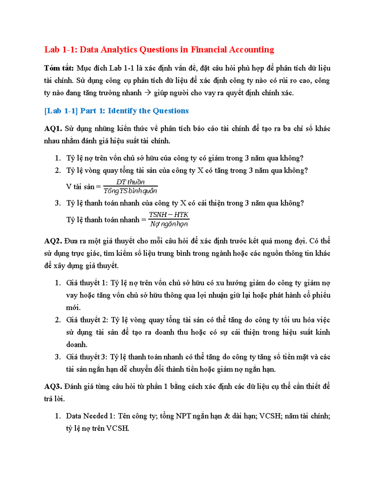 Lab 1-1 & 1-2: Data Analytics in Financial & Managerial Accounting ...