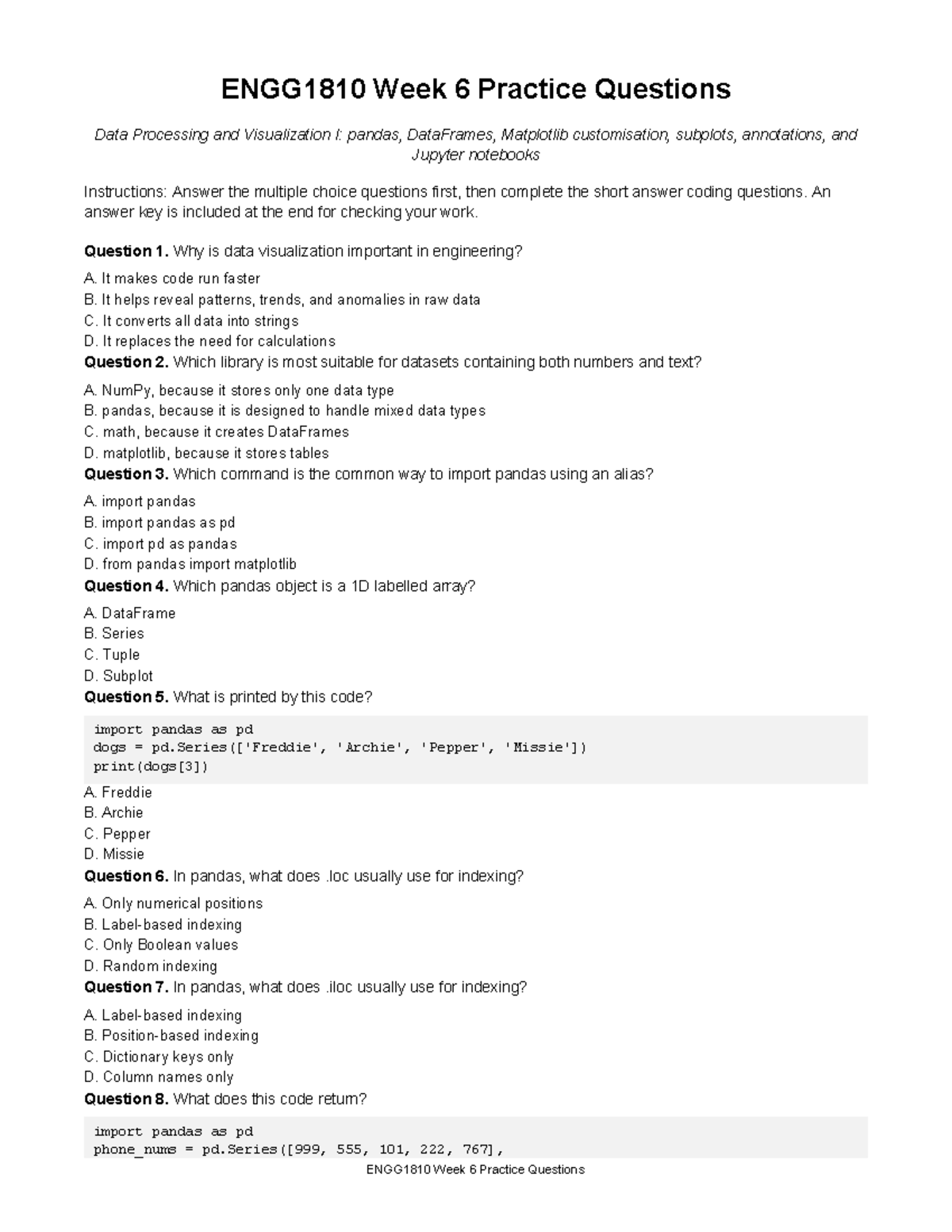 ENGG1810 Week 6 Practice Questions on Data Processing & Visualization ...