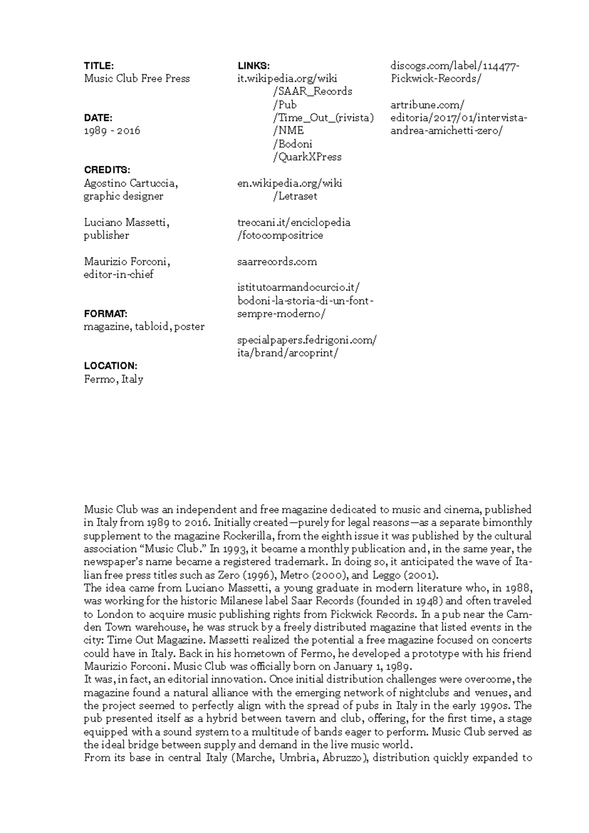 Music Club Magazine: A Social History of Graphic Design (CVAD 2025 ...