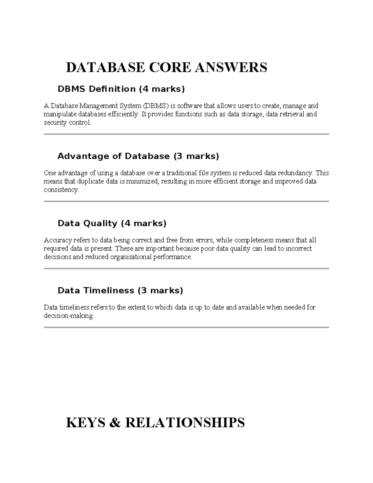 DATABASE MANAGEMENT SYSTEMS (DBMS) OVERVIEW AND KEY CONCEPTS - Studocu
