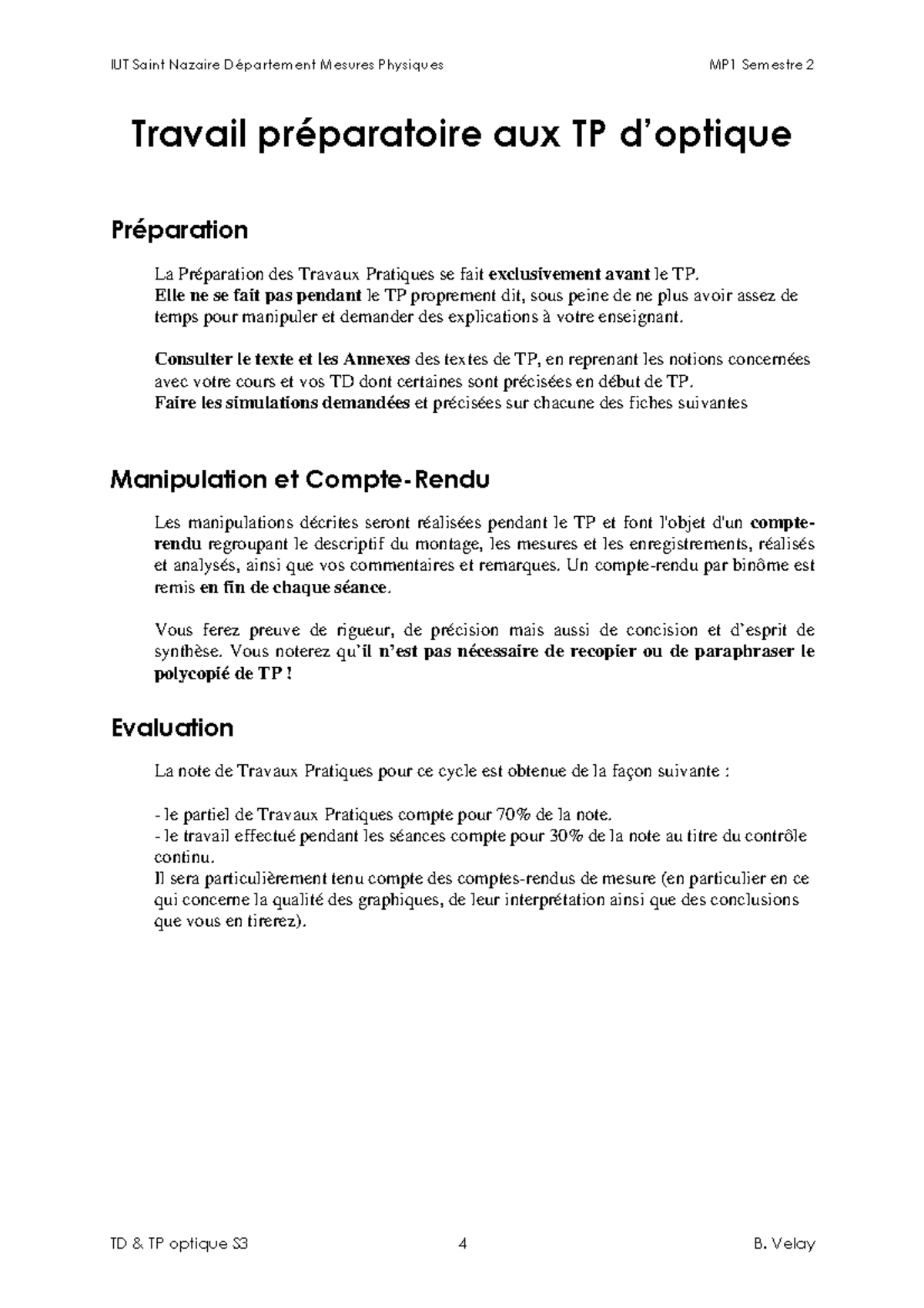 TP d'Optique Ondulatoire: Travaux Pratiques S3 - Préparation et ...