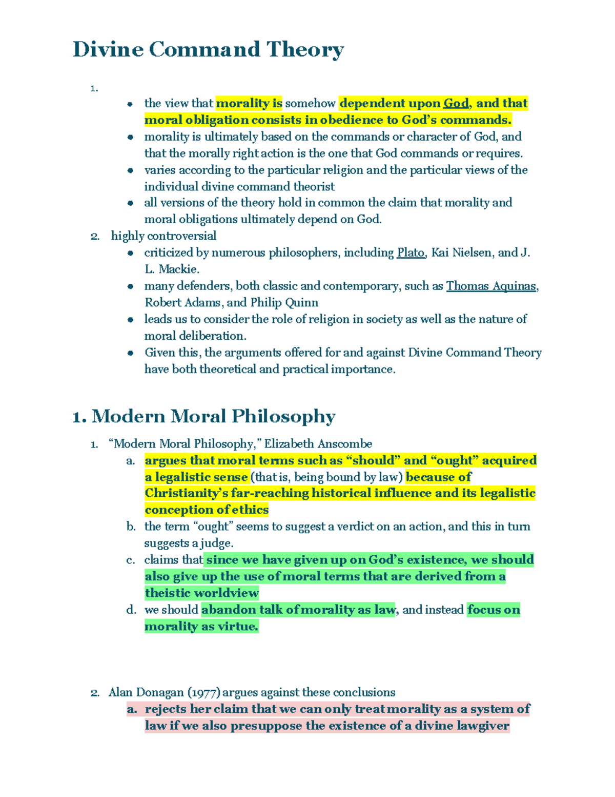 Divine Command Theory Ethics Notes - Divine Command Theory the view ...