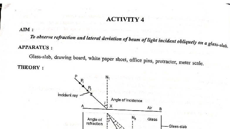 Activity 4: Observing Refraction & Lateral Deviation of Light - Studocu