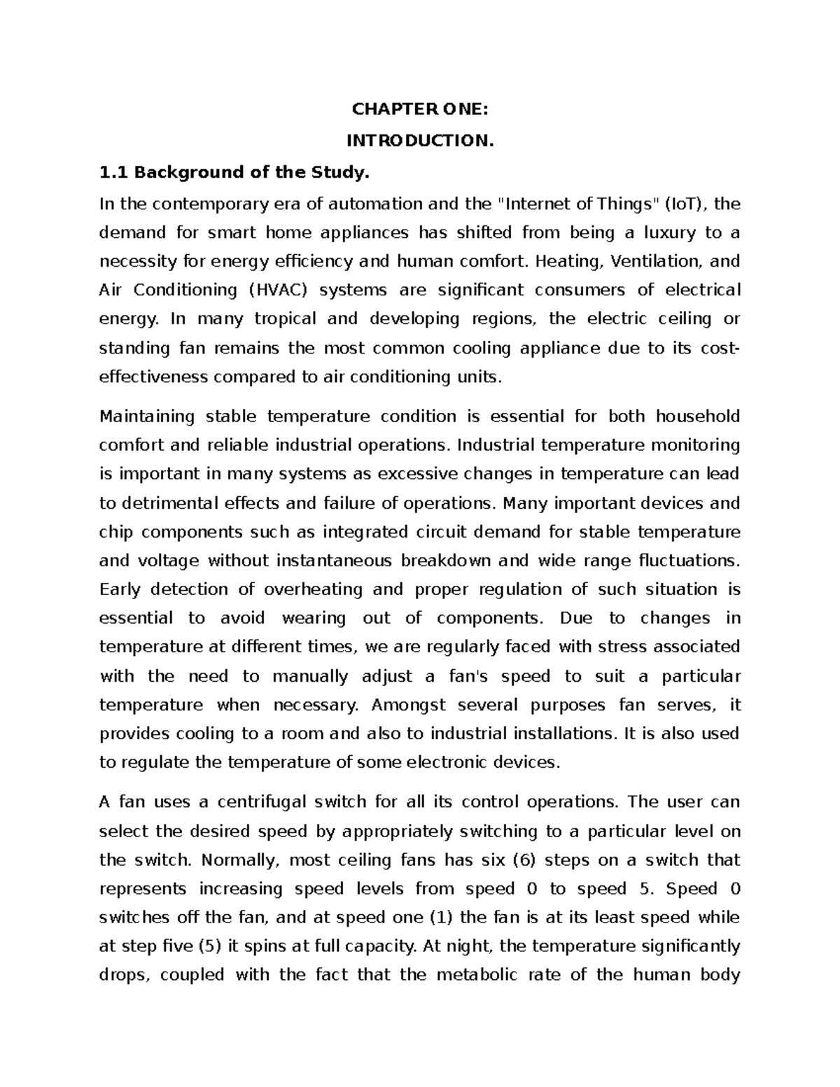 CHAPTER 1: INTRODUCTION TO AUTOMATED FAN CONTROL SYSTEM - Studocu