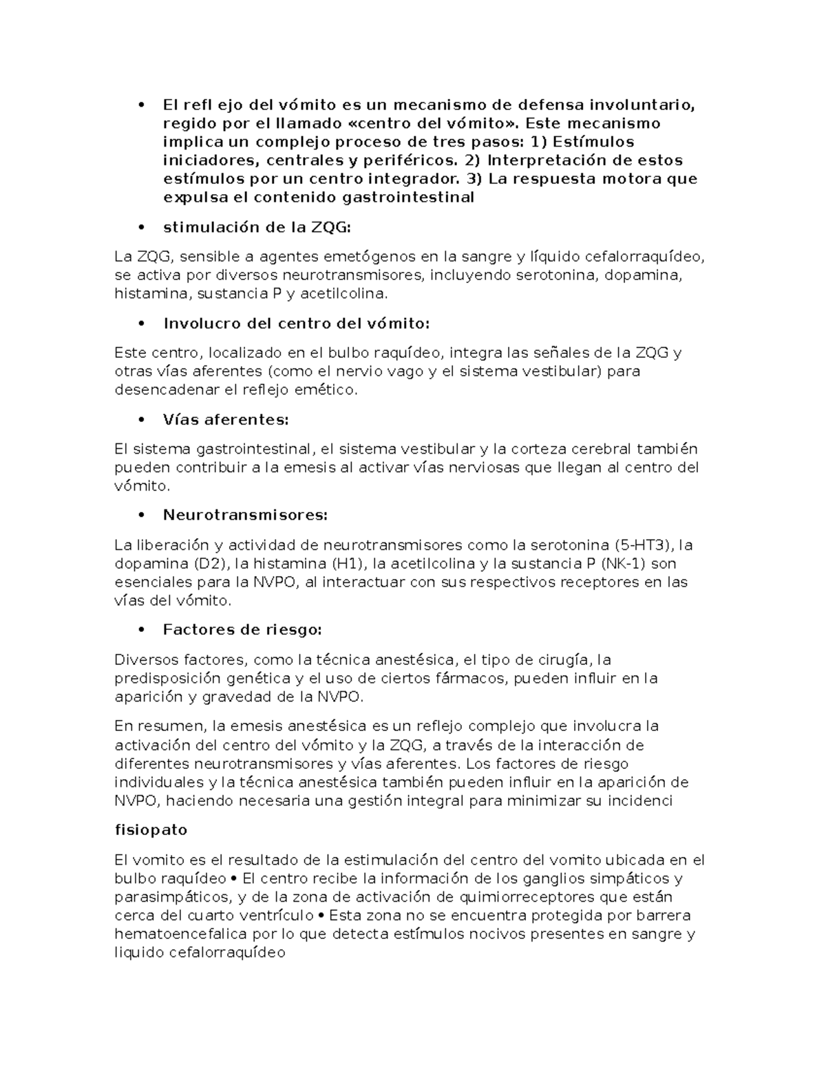 Nvpo - Mecanismos y Factores de Riesgo en Náusea y Vómito ...