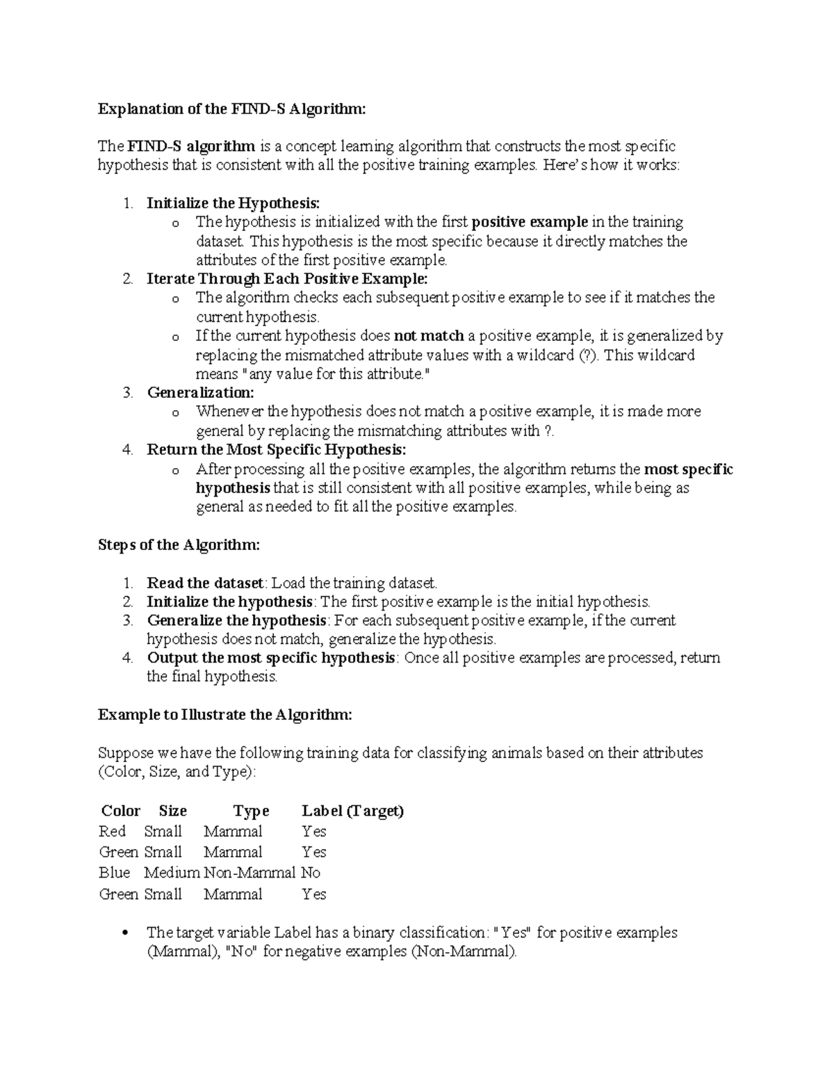 MLP - IV EEE - LAB MANUAL: FIND-S & ID3 Algorithms Explained - Studocu