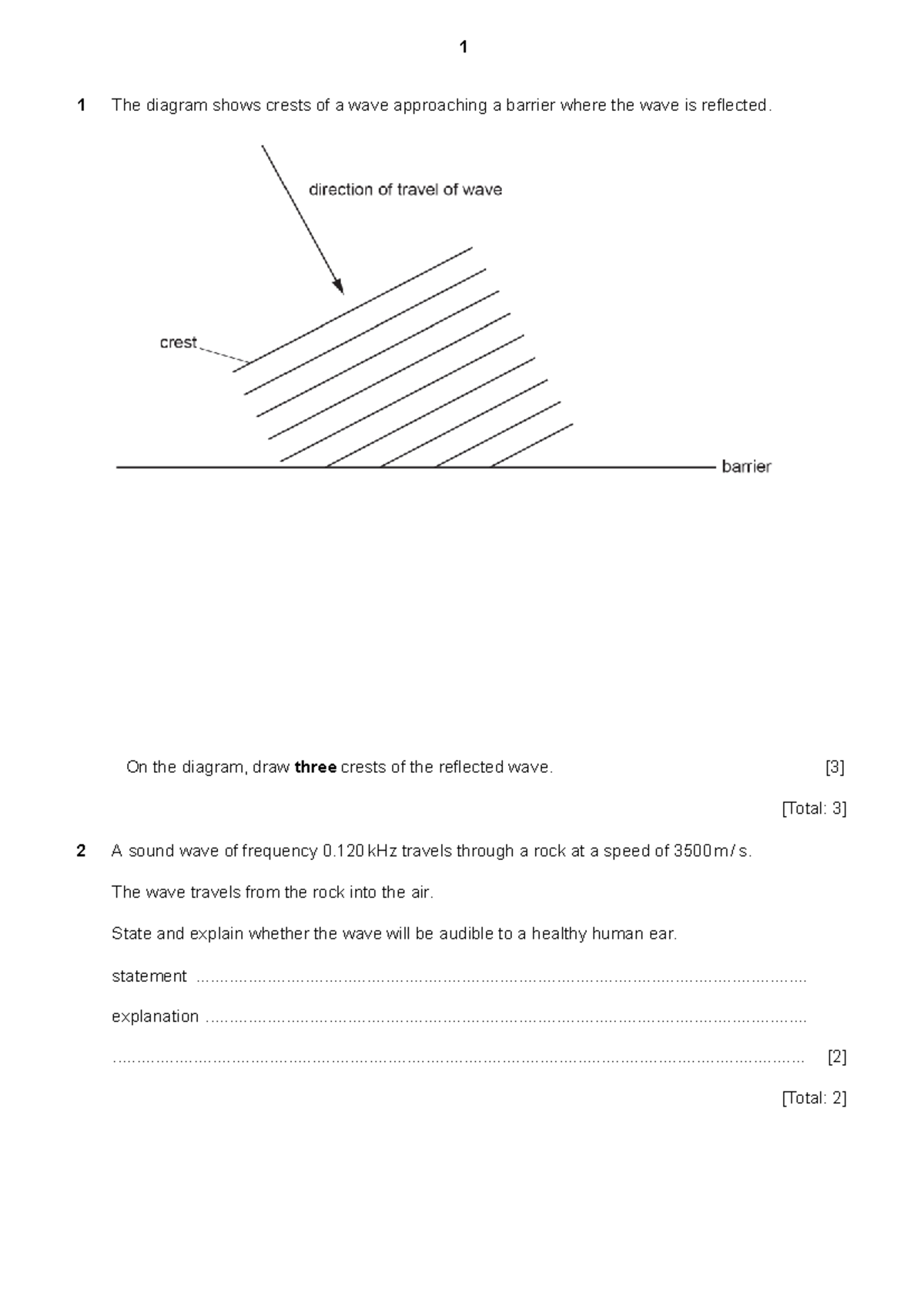 Waves Test (O Level Physics) - 31 Oct Worksheet & Past Paper - Studocu