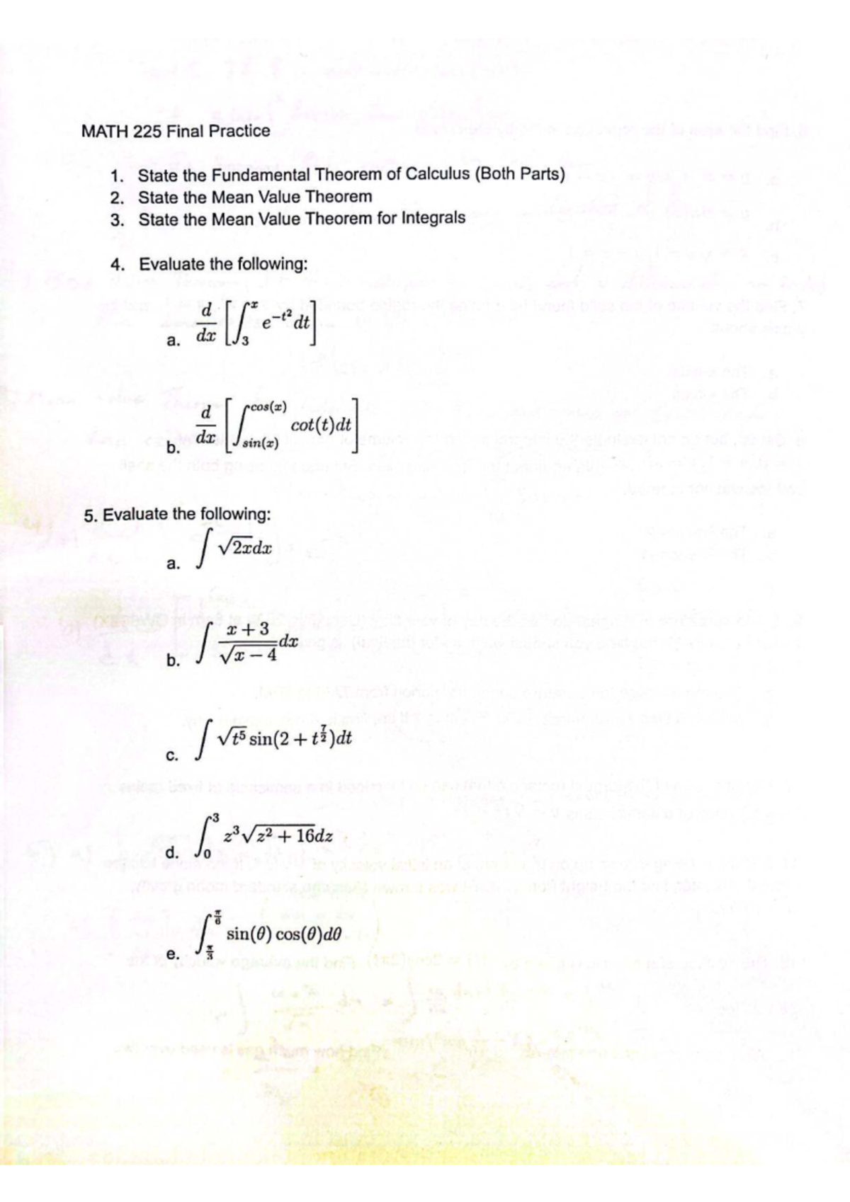 MATH 225 Final Exam Practice: Key Theorems & Problems - Studocu
