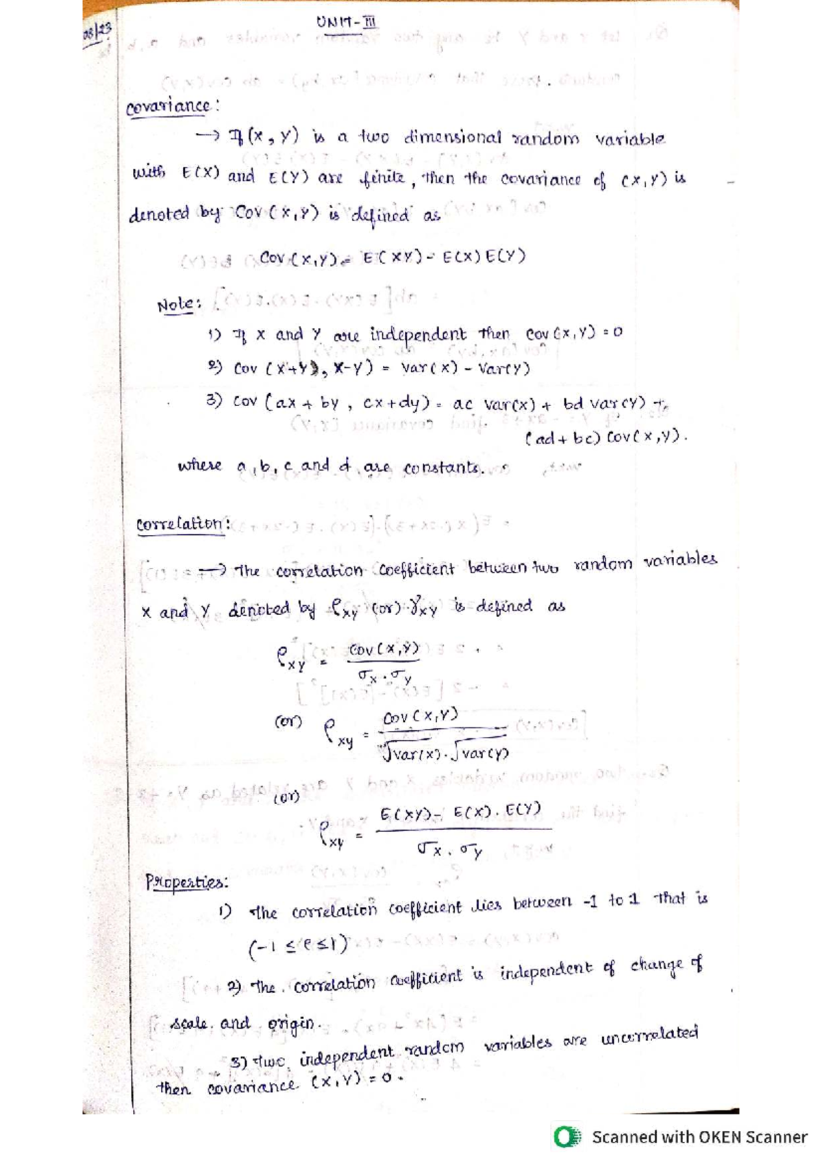 Probability Notes: Covariance and Correlation Analysis - Studocu