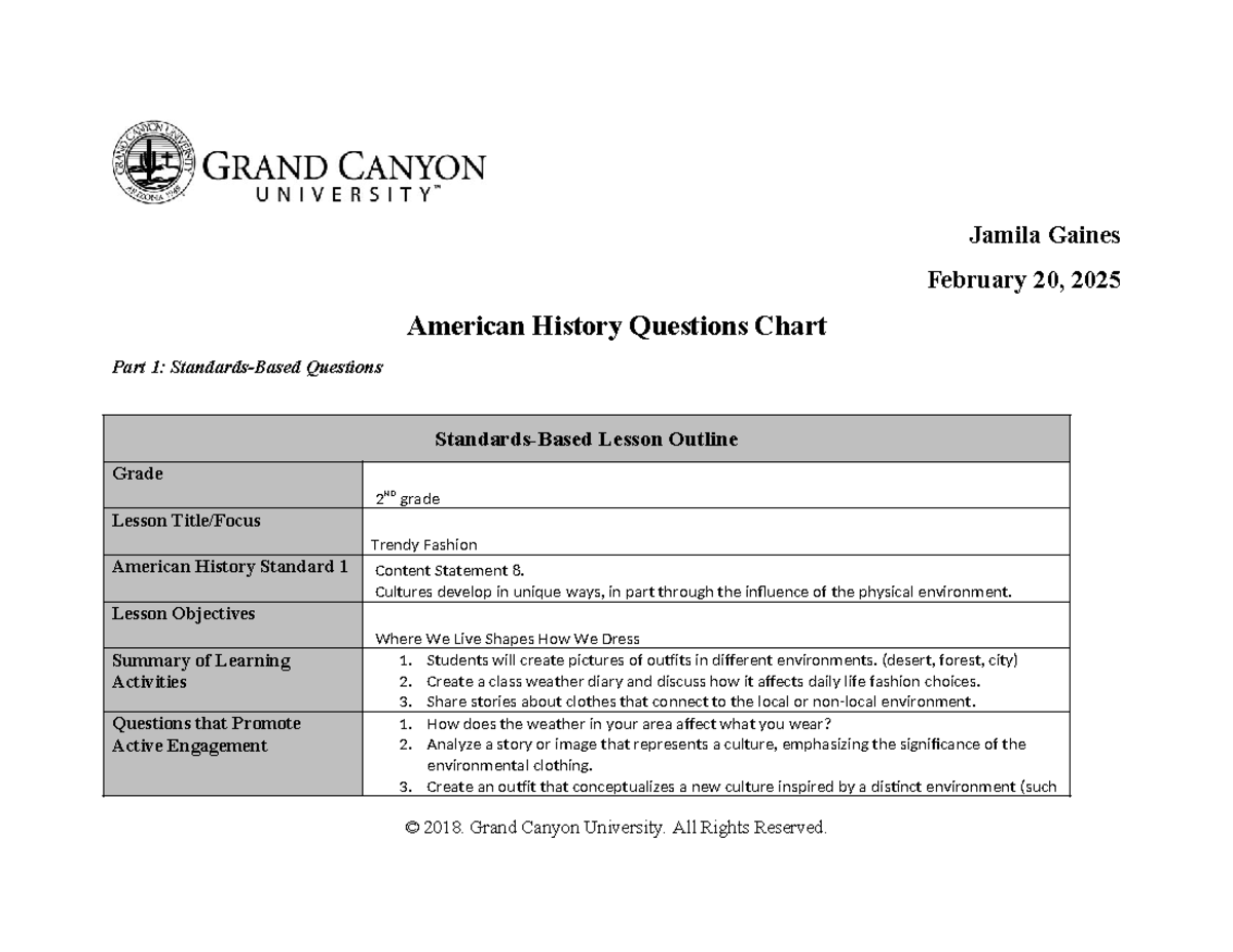 American History Questions - Cultures develop in unique ways, in part ...