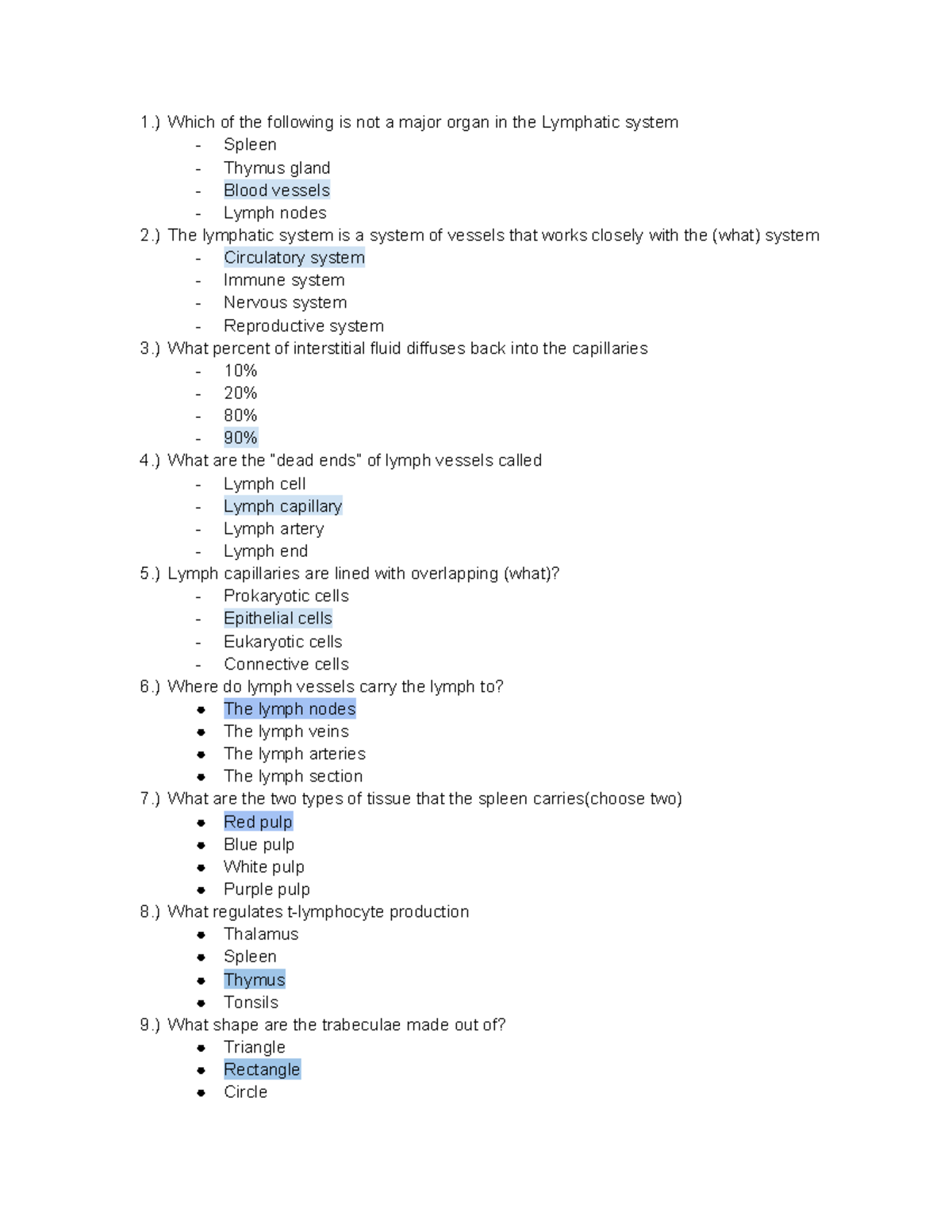 Lymphatic System Quiz Questions & Answers - Syllabus Code Included ...