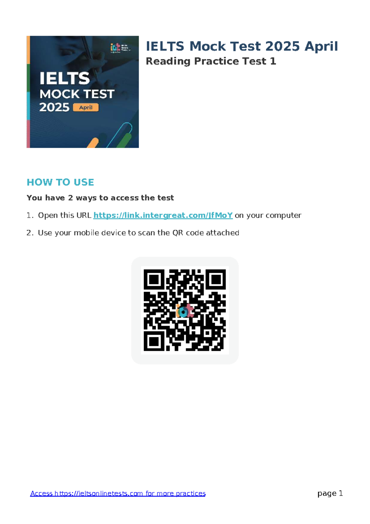 IELTS Mock Test 2025: April Reading Practice Test 1 - Studocu