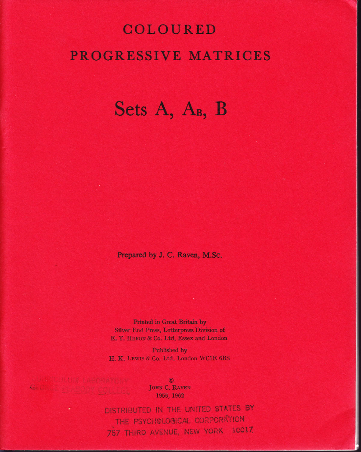 Colored Raven - The next - COLOURED PROGRESSIVE MATRICES Sets A, Ar, B ...