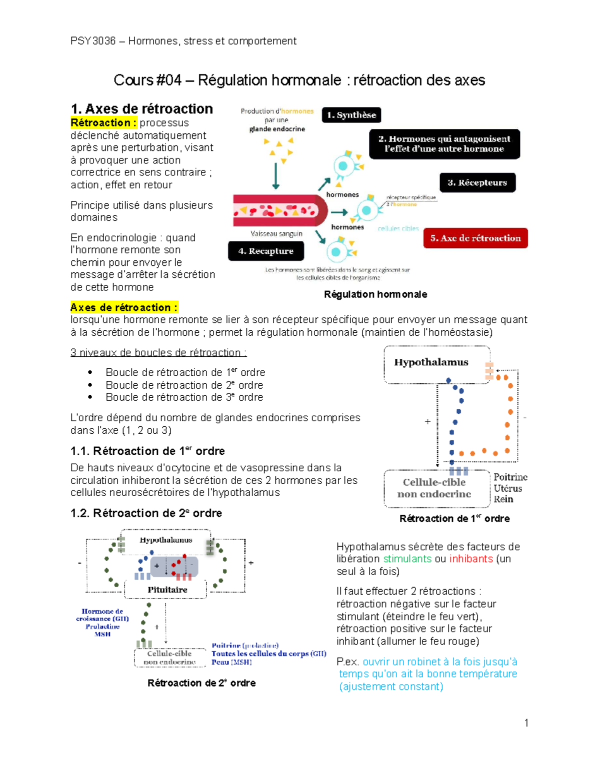 PSY3036-04-regulation hormonale retroaction axes - Cours #04 ...