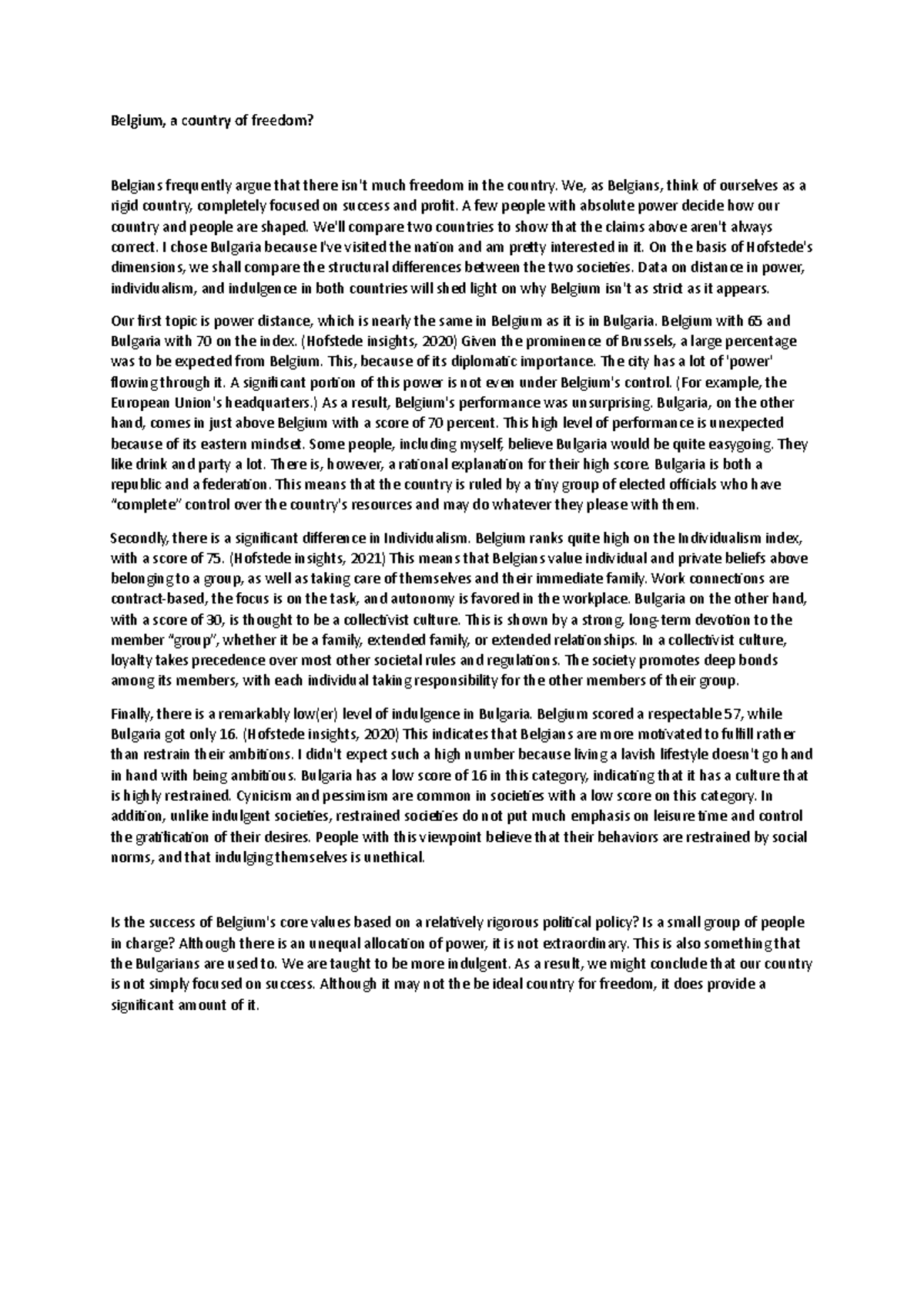 5 Paragraph text - Belgium, a country of freedom? Belgians frequently ...