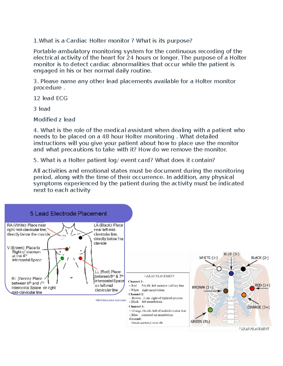 Holter Monitoring 101: Purpose, Procedures, & Patient Guidelines - Studocu