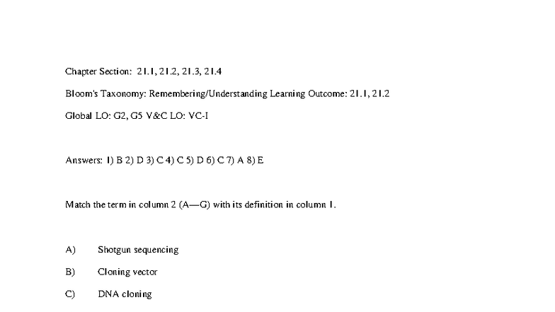 Becker's World of the Cell 10th Ed. Test Bank: Ch. 21.1-21.4 - Studocu