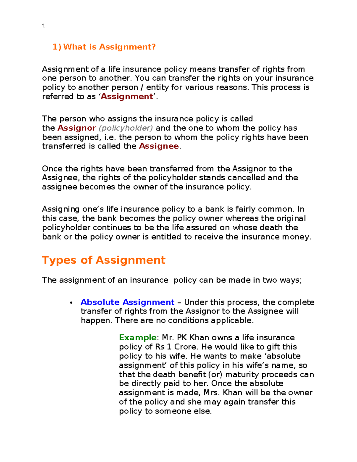 Insurance Law Final Assignment: Understanding Policy Assignments and ...