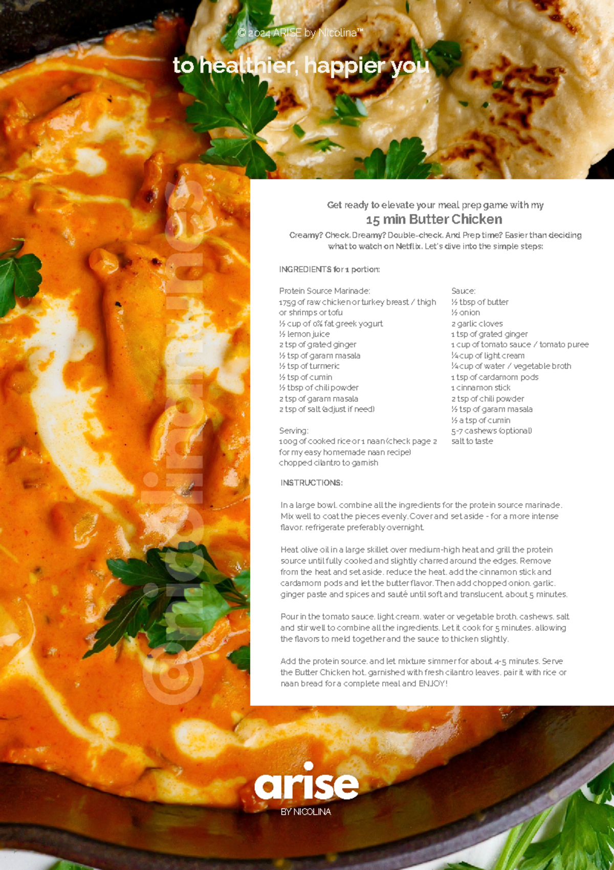 Arise Butter Chicken + NAAN Recipe - BY NICOLINA Get ready to elevate ...