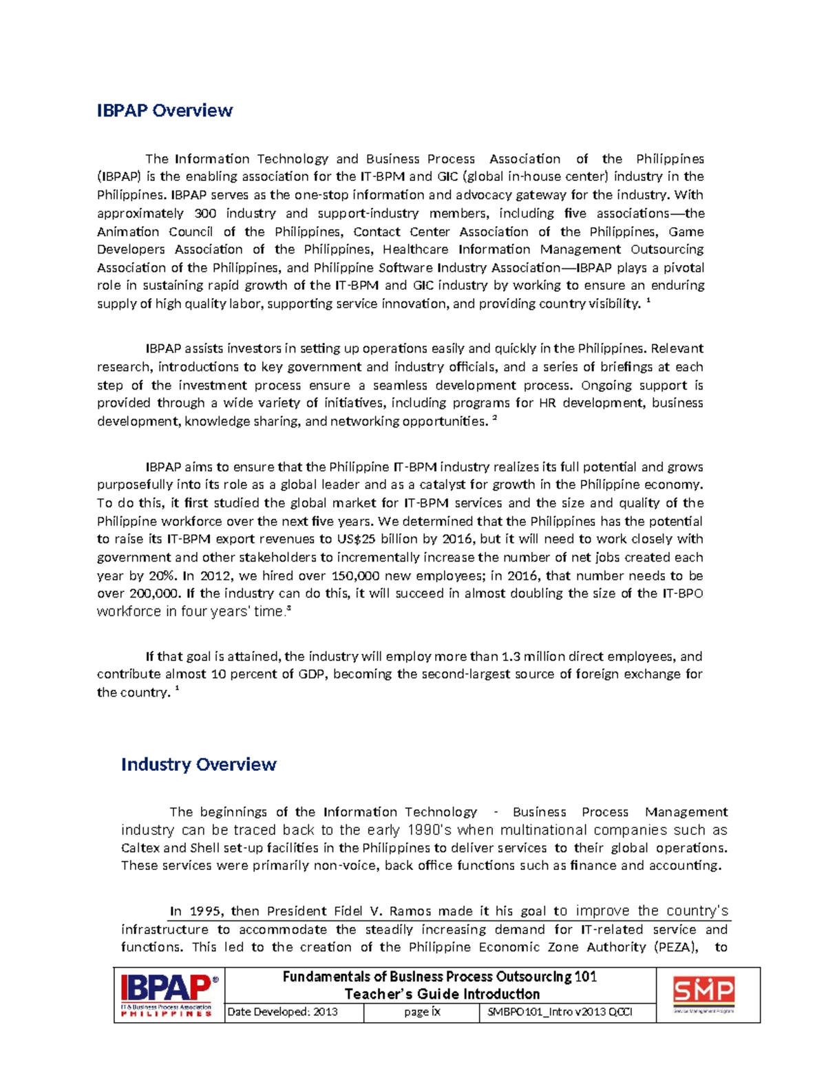 IBPAP Overview: Insights into the Philippine BPO Industry - Studocu