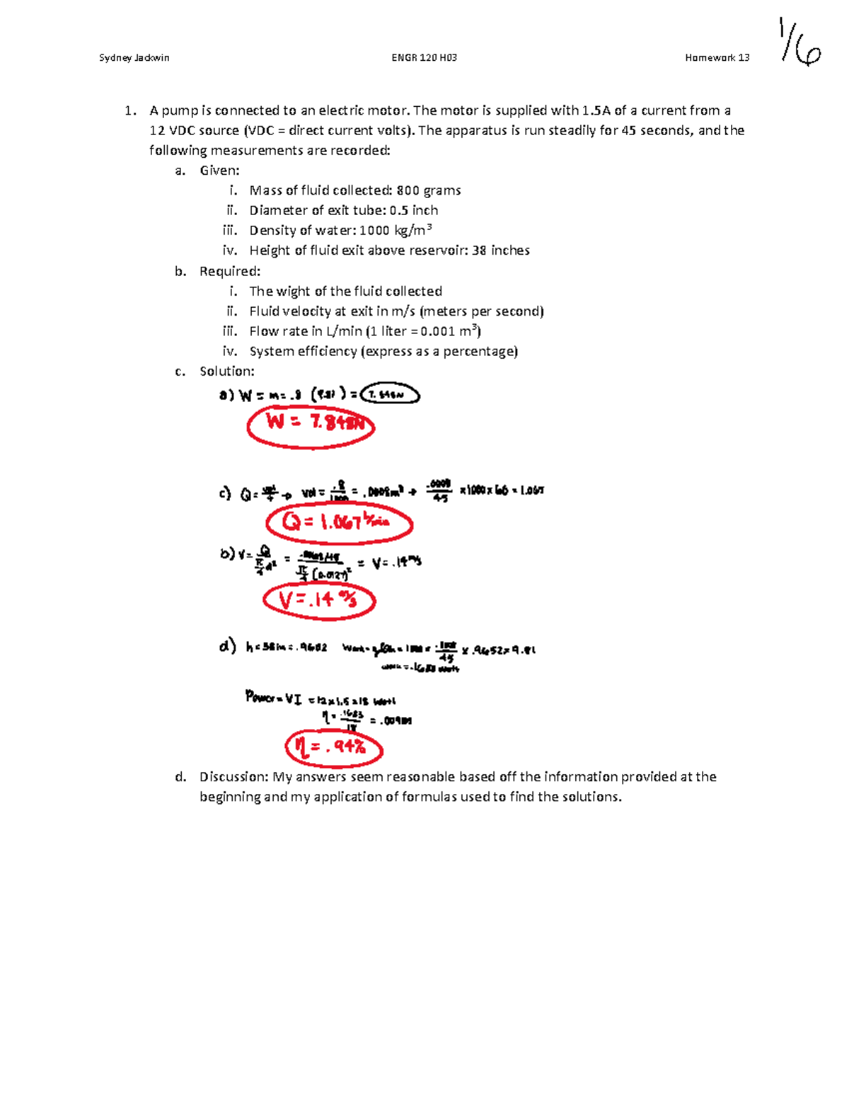 ENGR 101 - Homework 13 - Fluid Mechanics and Soldering Concepts - Studocu