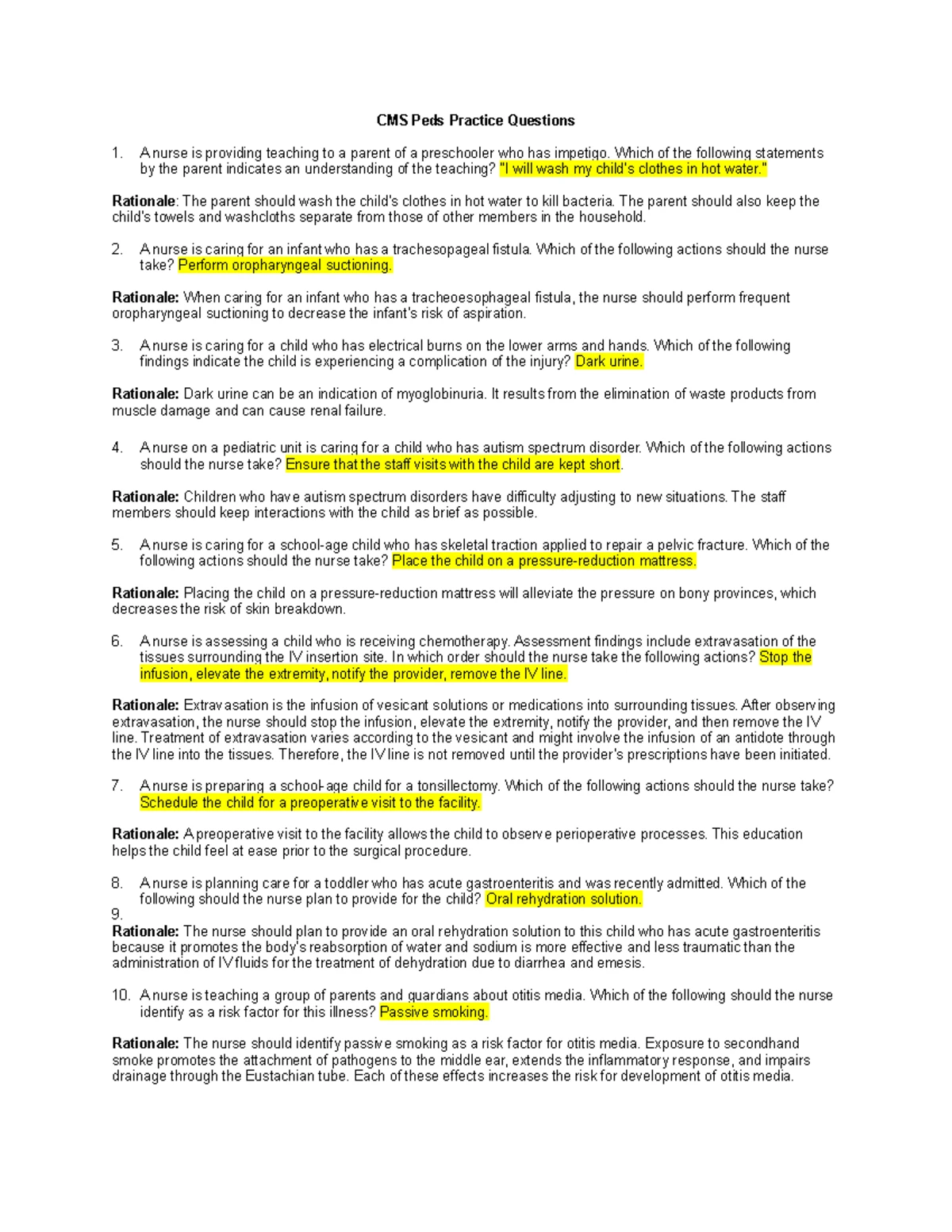 CMS Peds Practice Questions: Essential Nursing Scenarios Explained ...