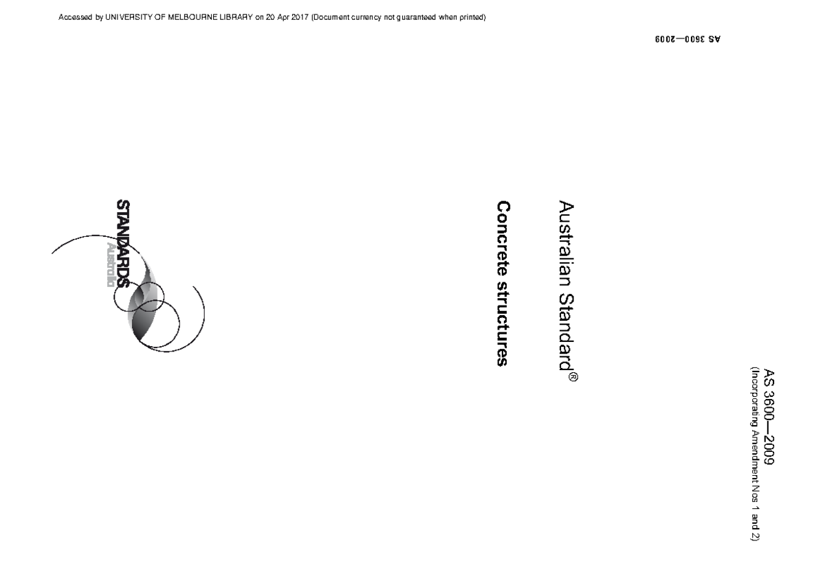 AS 3600-2009: Australian Standard for Concrete Structures with ...