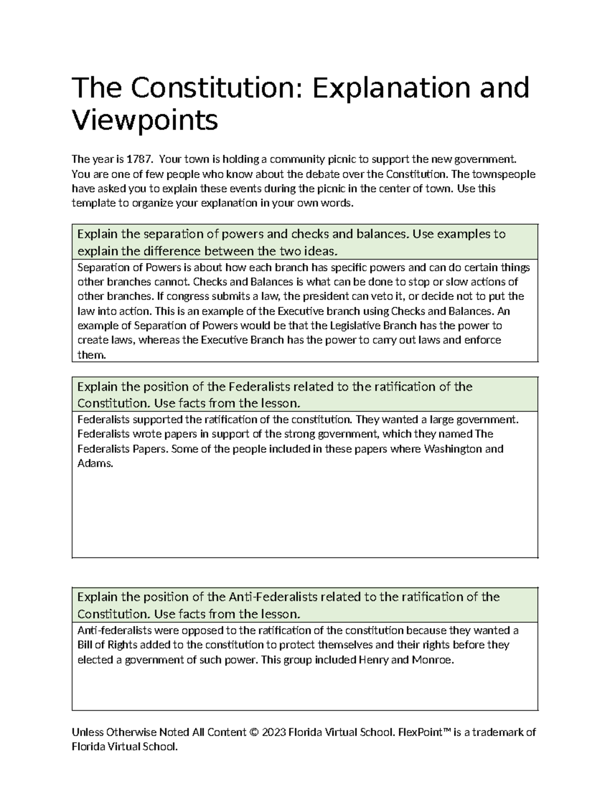 CIVICS 101: Constitution Overview & Explanation Template - Studocu