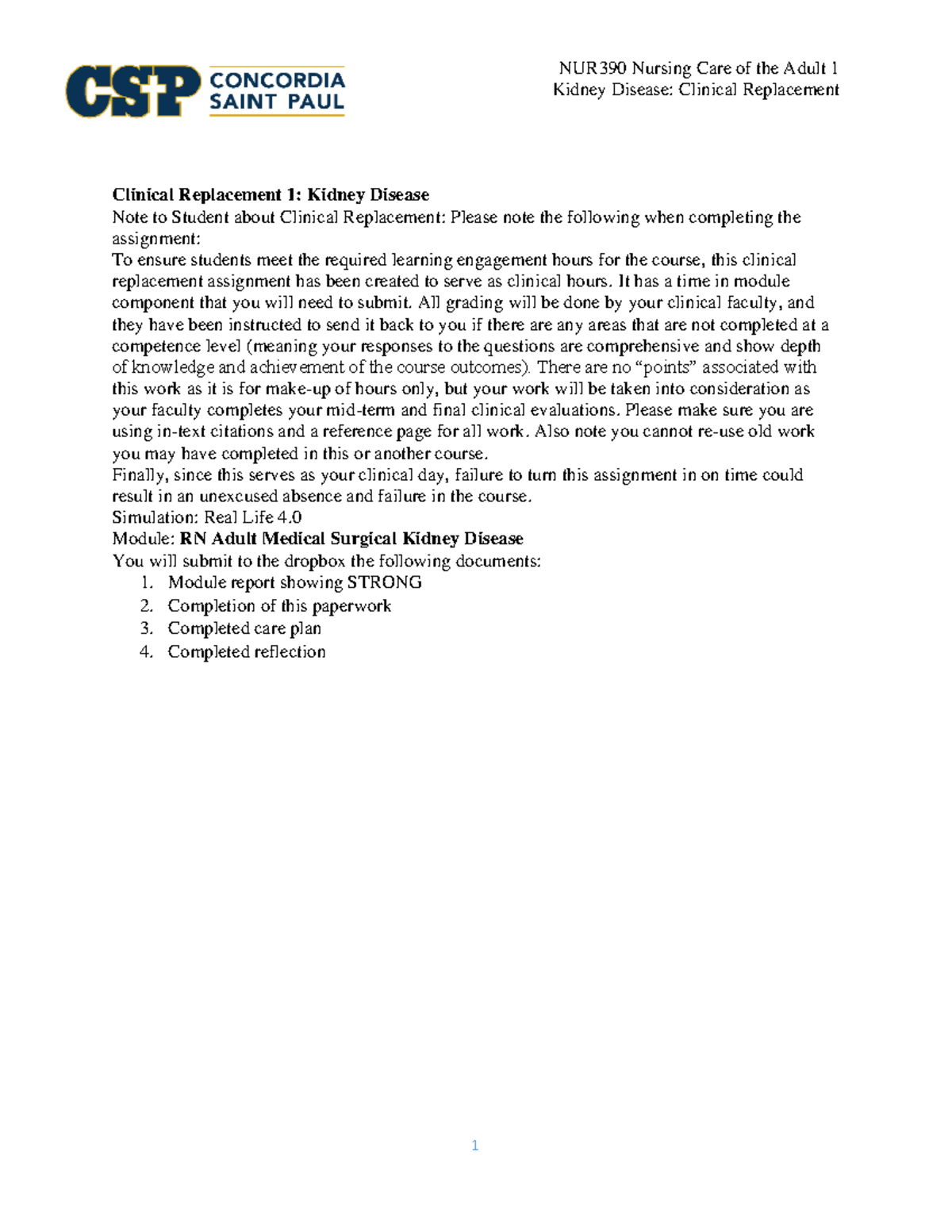 Kidney Disease Clinical Replacement Assignment NUR390 (2024 Update ...