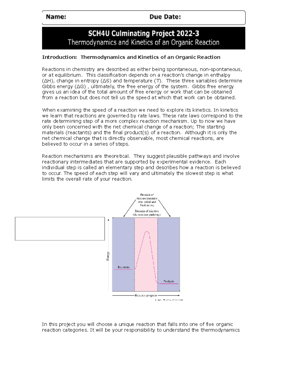 SCH4U Thermodynamics & Kinetics Seminar Project Guide - Studocu