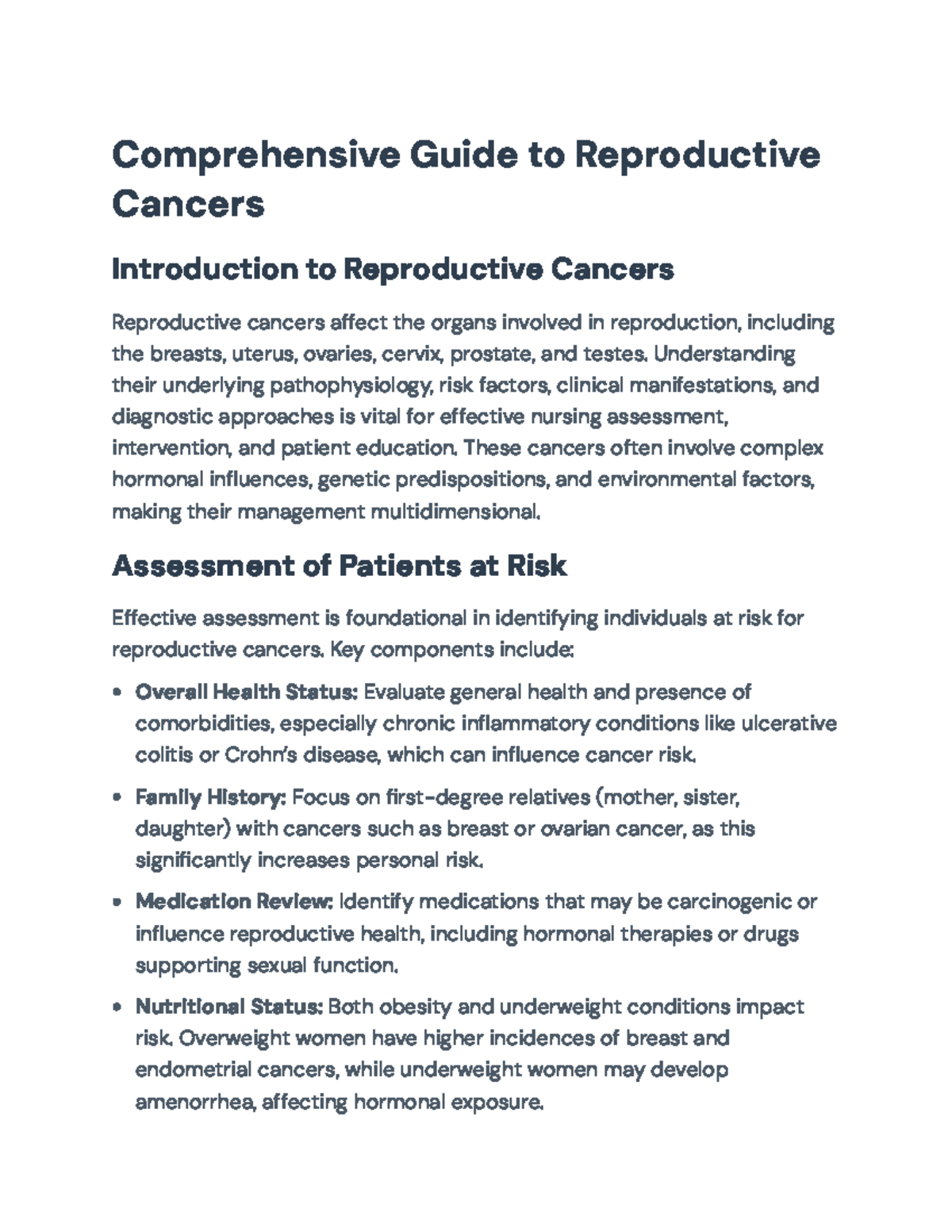 Comprehensive Overview of Reproductive Cancers & Screening Protocols ...