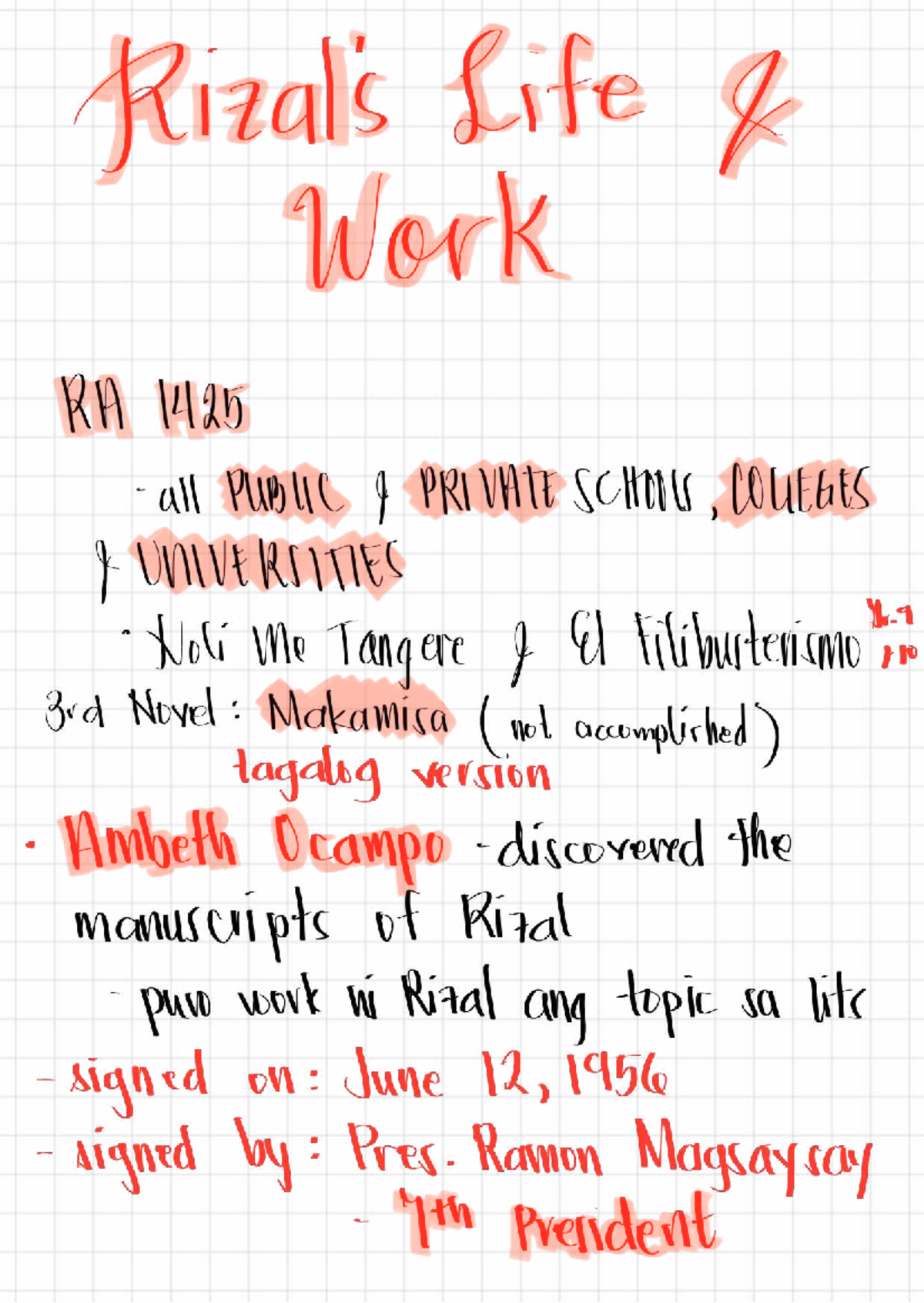 Rizal RA 1425: Comprehensive Notes on His Life and Works - Studocu