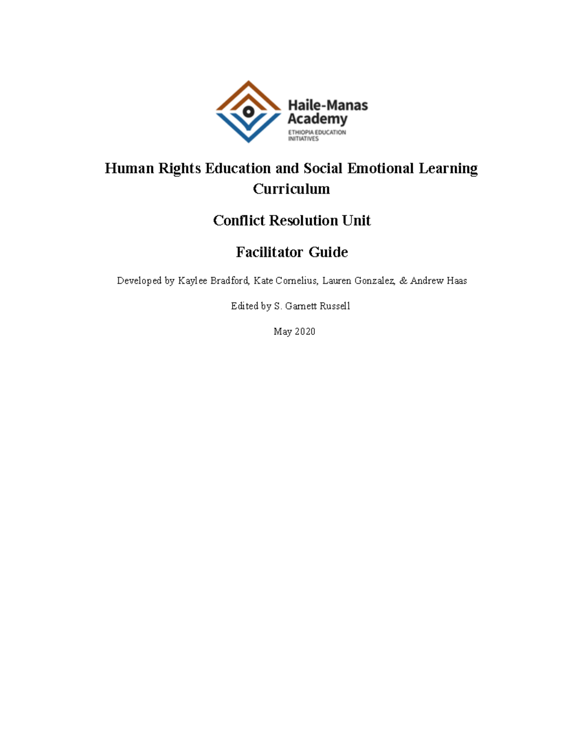 Hum Rights Ed: Conflict Resolution Unit Facilitator Guide - Studocu